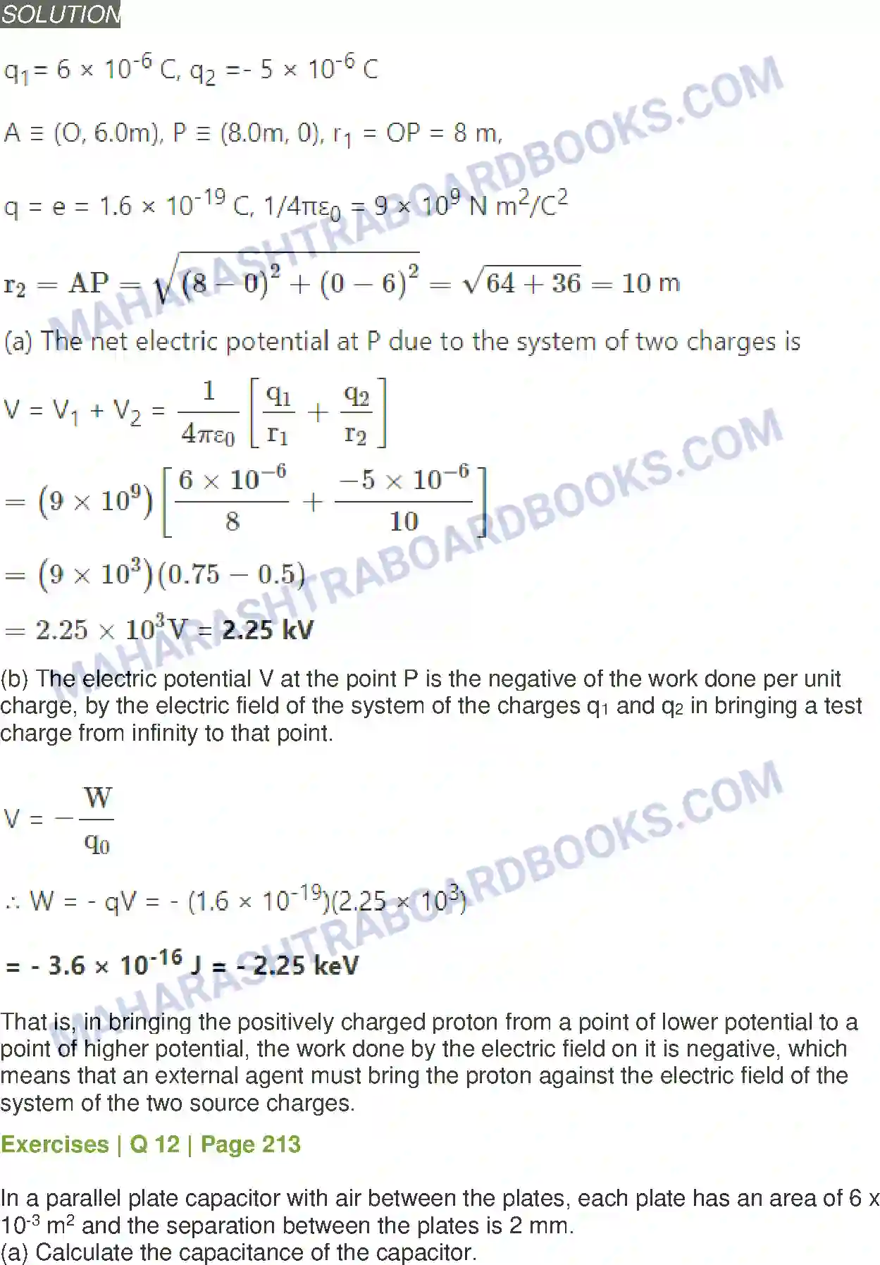 MSBSHSE solution for Class 12 Physics Electrostatics MSBSHSE solution for Class 12 Physics Electrostatics