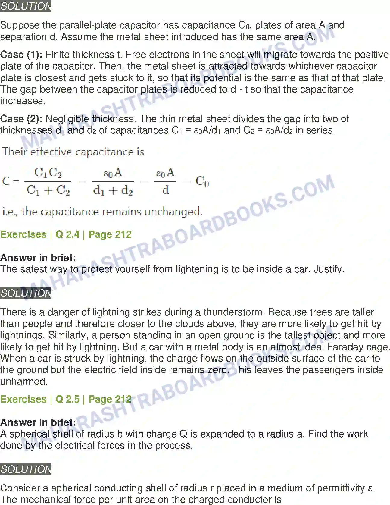 MSBSHSE solution for Class 12 Physics Electrostatics MSBSHSE solution for Class 12 Physics Electrostatics